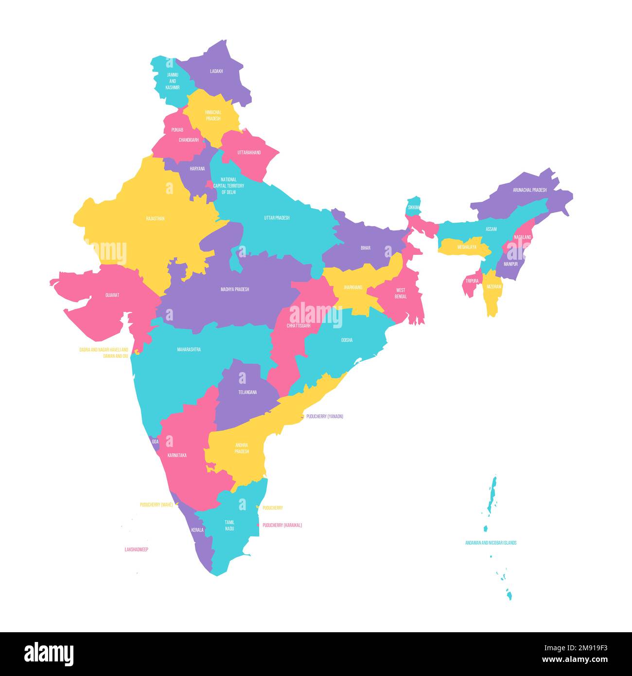 India political map of administrative divisions - states and union ...