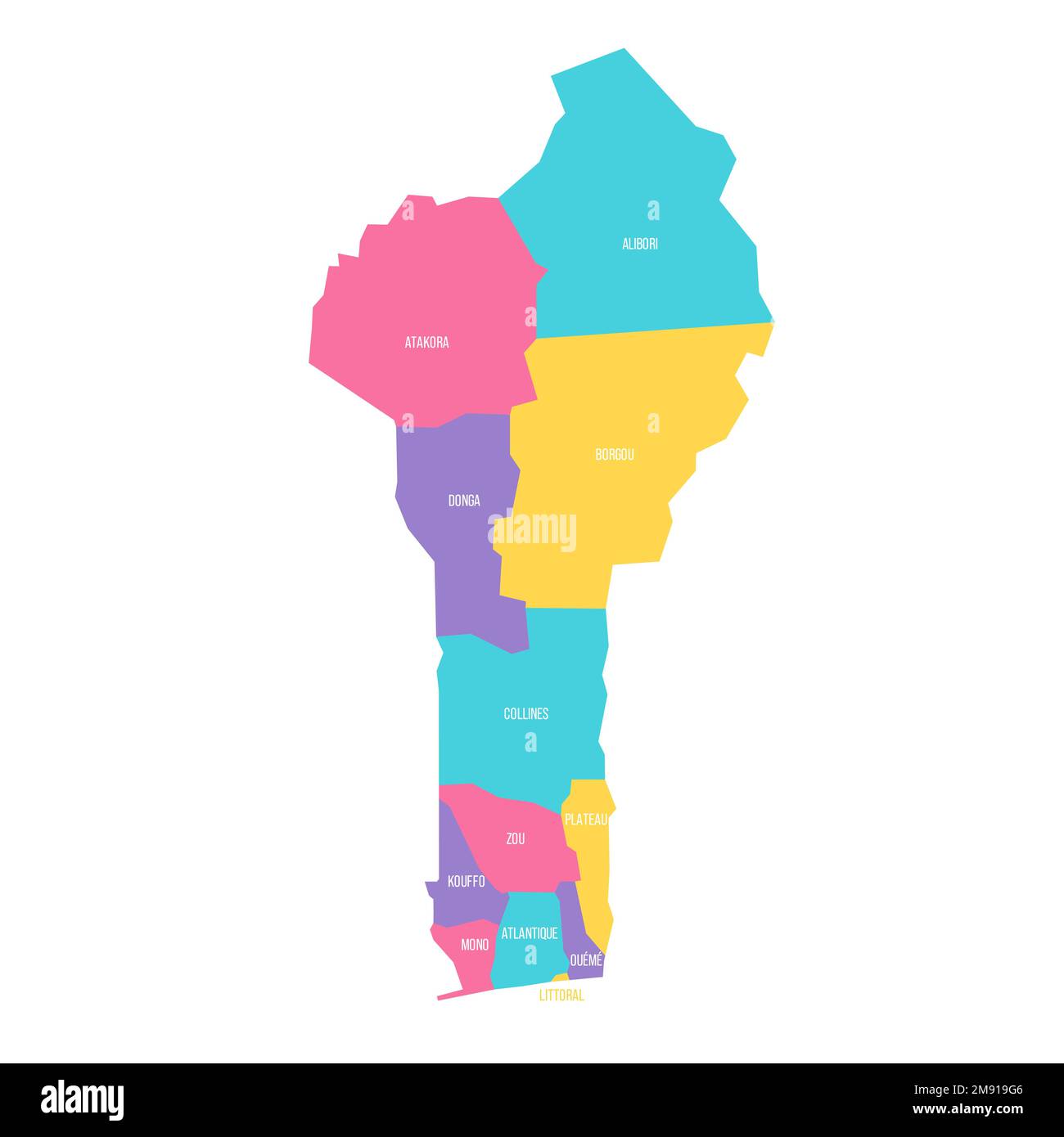 Benin political map of administrative divisions - departments. Colorful ...