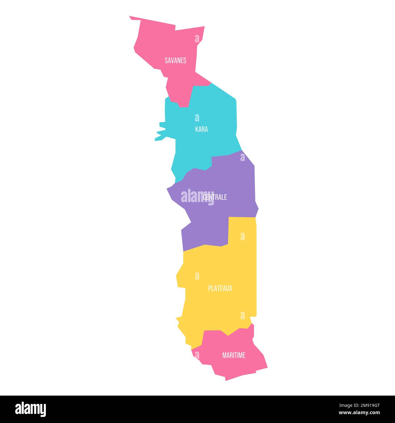 Togo political map of administrative divisions - regions. Colorful ...