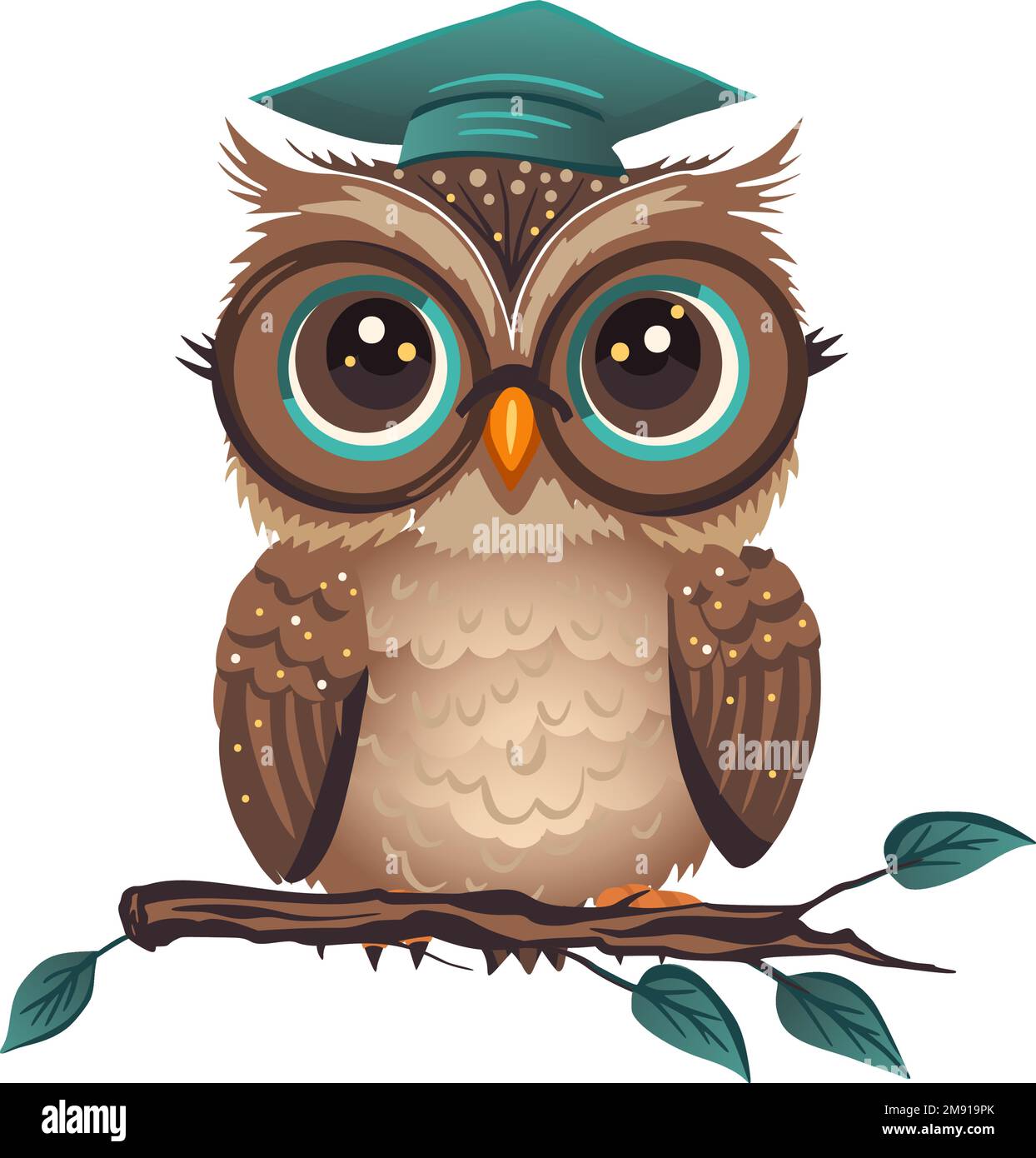 Cute cartoon owl graduation cap vector funny animal. Vector ...