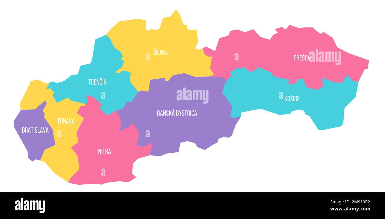 Slovakia political map of administrative divisions - regions. Colorful ...