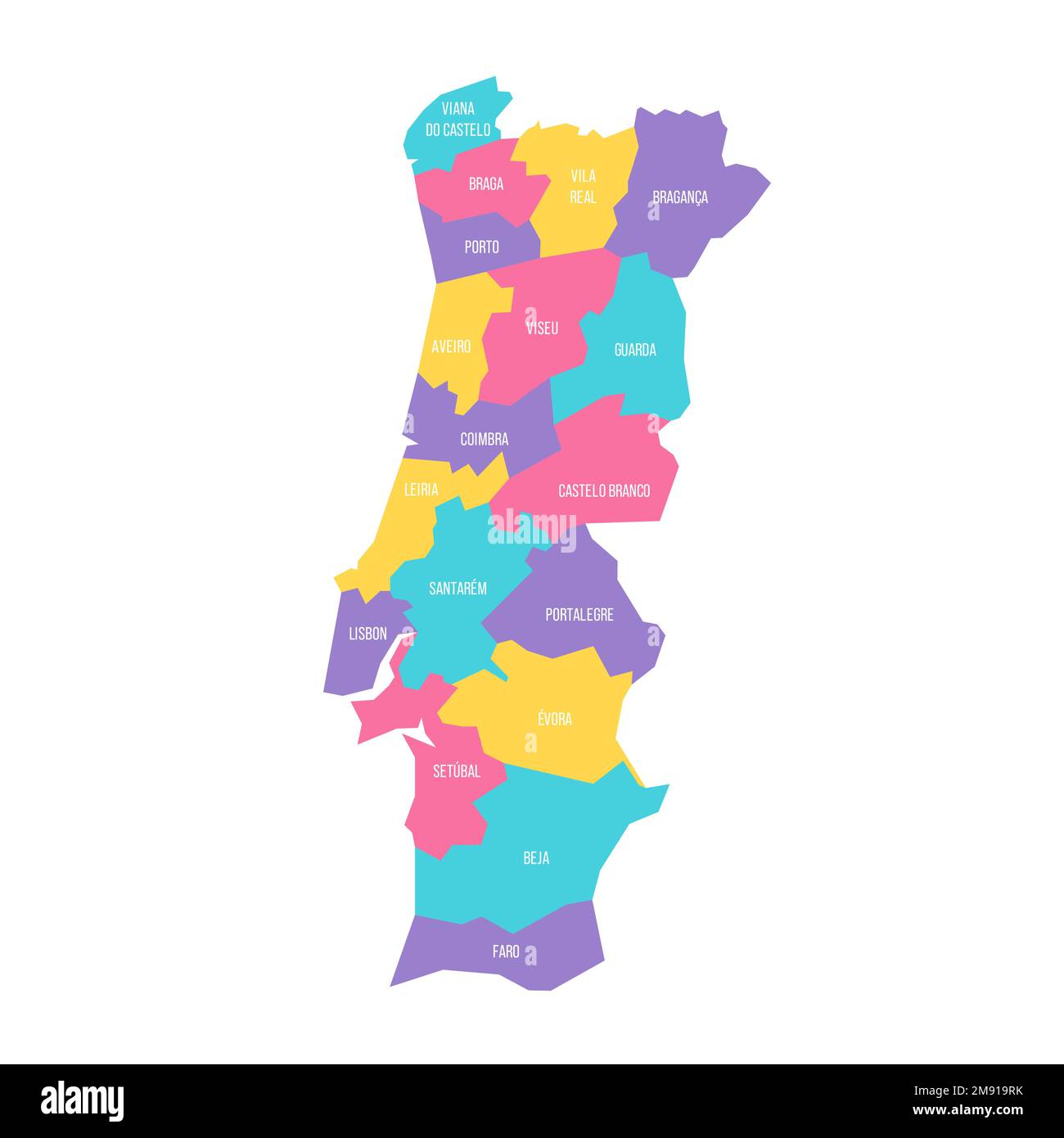 Portugal political map of administrative divisions - districts ...