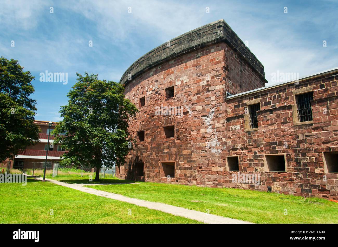 The brick exterior of Castle Williams on Governors island national park ...