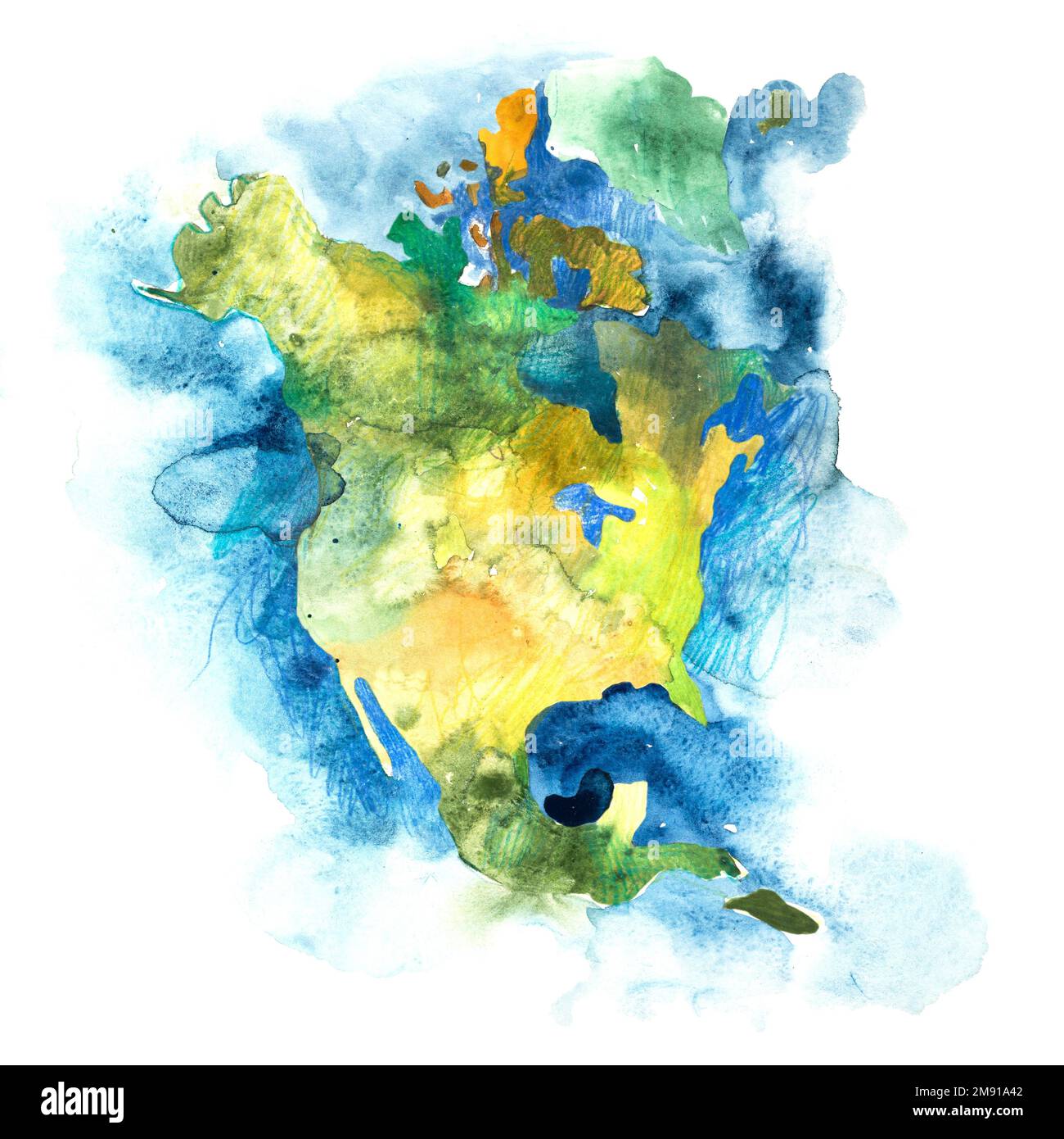 Map of North America, USA and Canada. Watercolor Stock Photo - Alamy