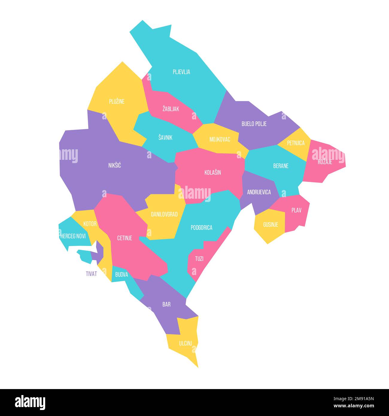 Montenegro political map of administrative divisions - municipalities ...