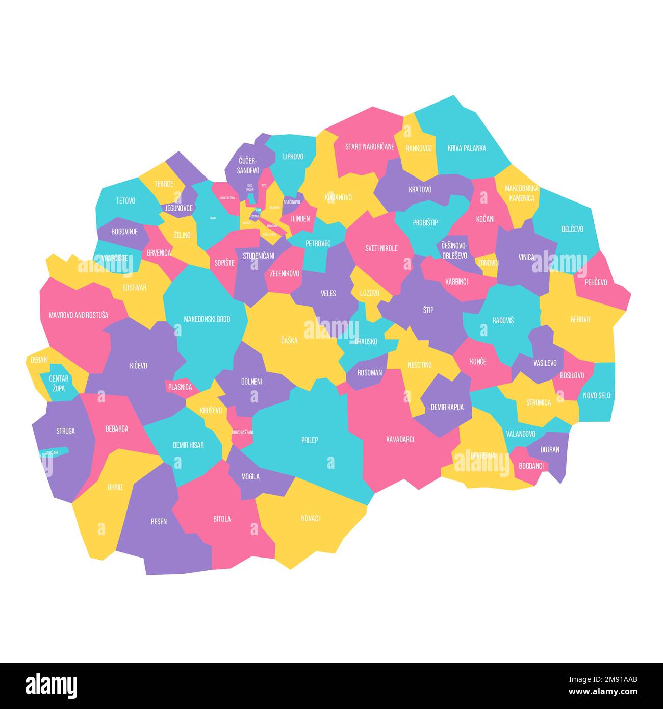 North Macedonia political map of administrative divisions ...