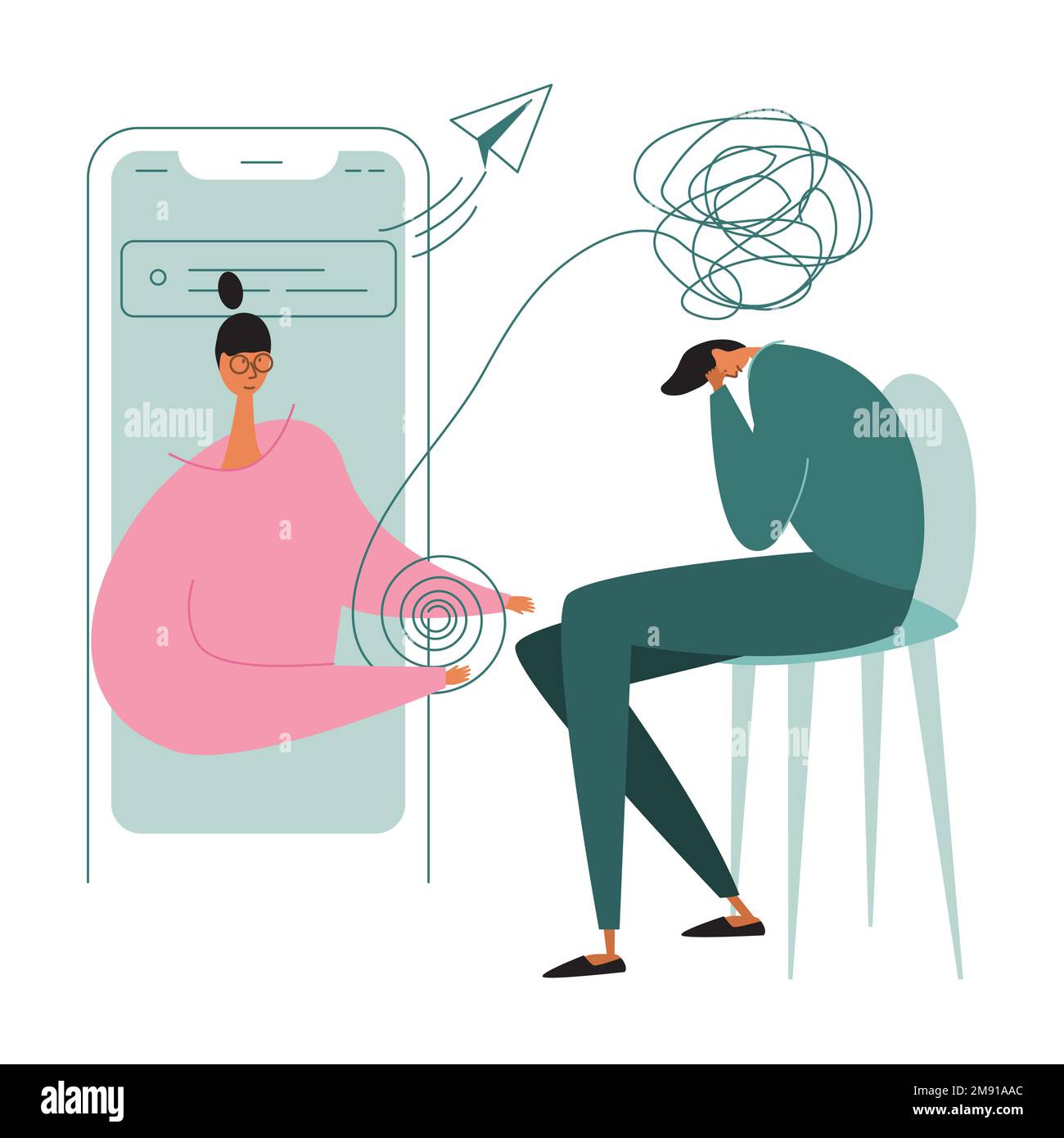 Online process psychotherapy session with patient. The doctor help to ...