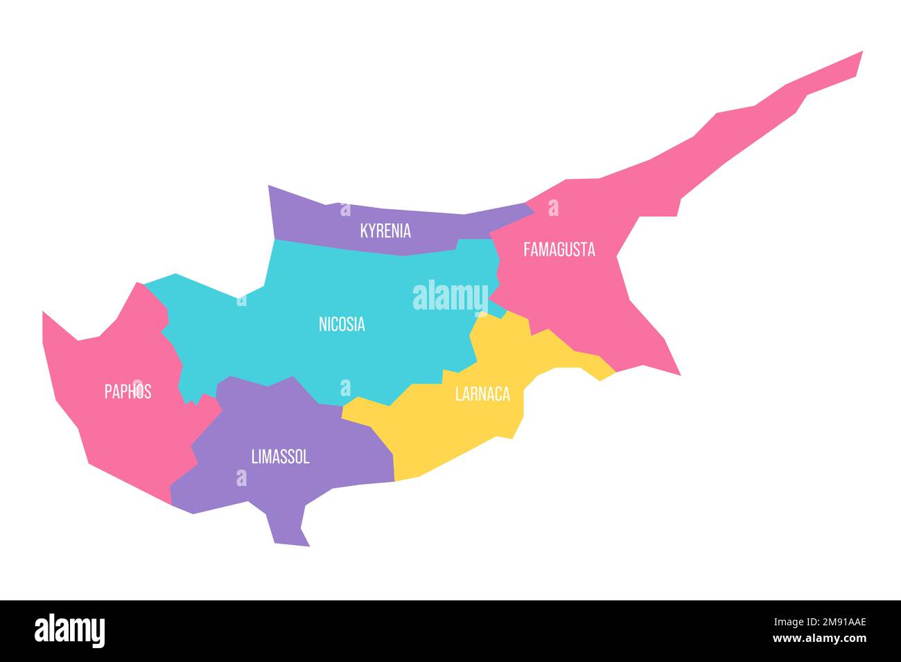 Cyprus political map of administrative divisions - districts. Colorful ...