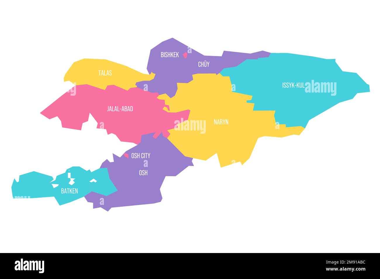 Kyrgyzstan political map of administrative divisions - regions and ...