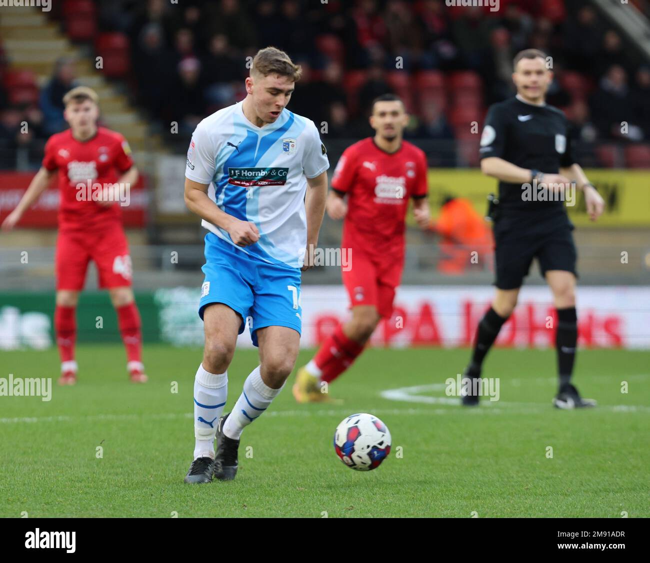 Harrison Neal (on loan from Sheffield United) of Barrow during League ...