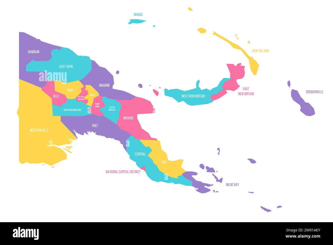Papua New Guinea political map of administrative divisions - provinces ...
