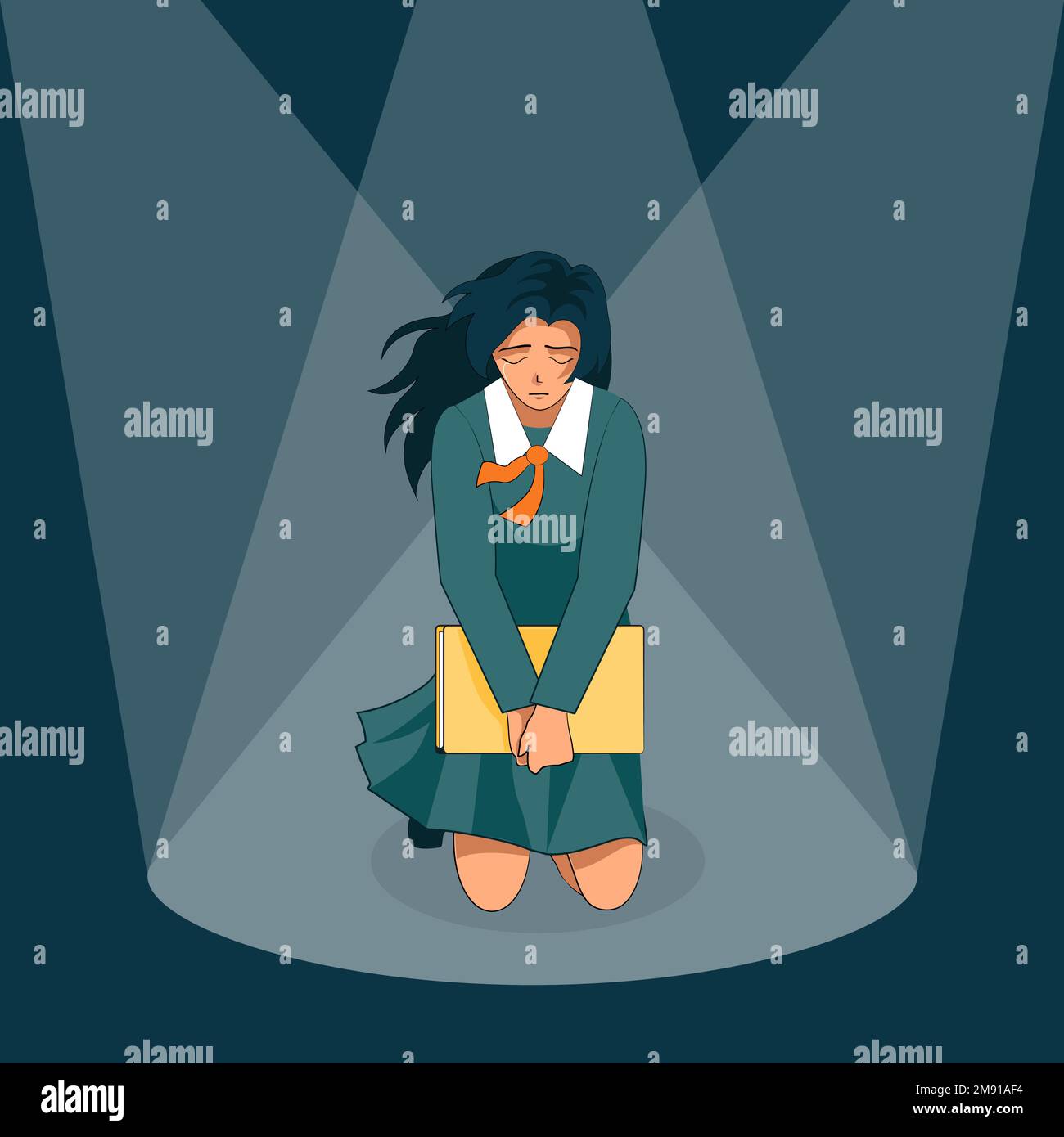 Schoolgirl uniform sad Stock Vector Images - Alamy