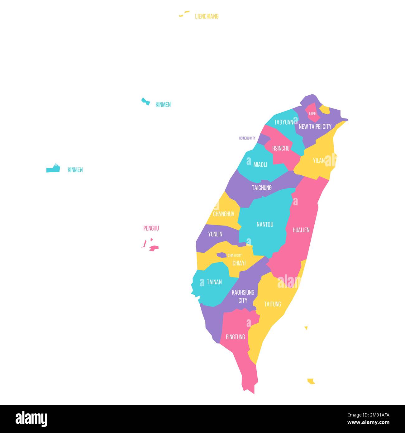 Taiwan political map of administrative divisions - provinces and ...