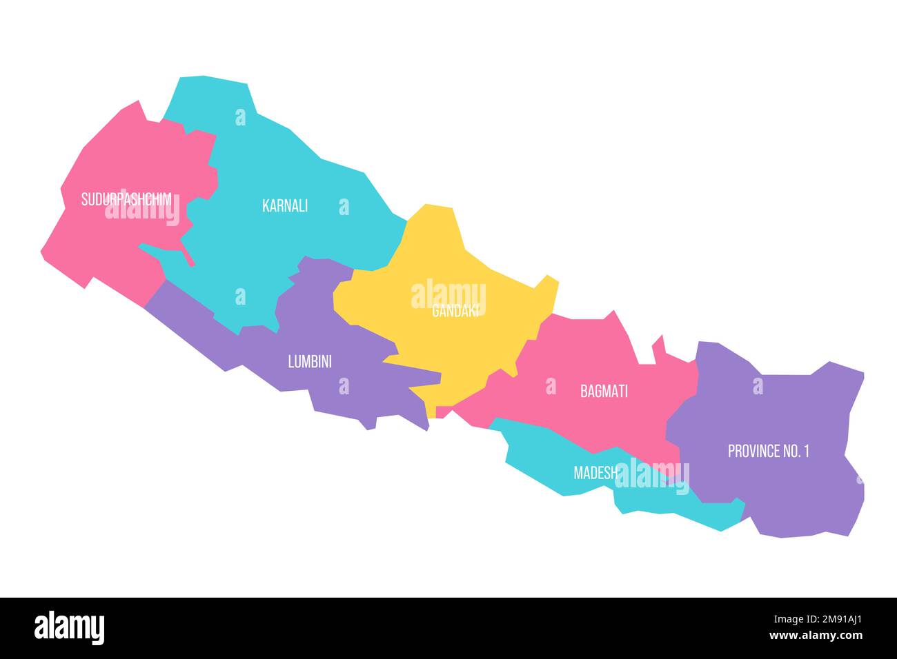 Nepal political map of administrative divisions - provinces. Colorful ...