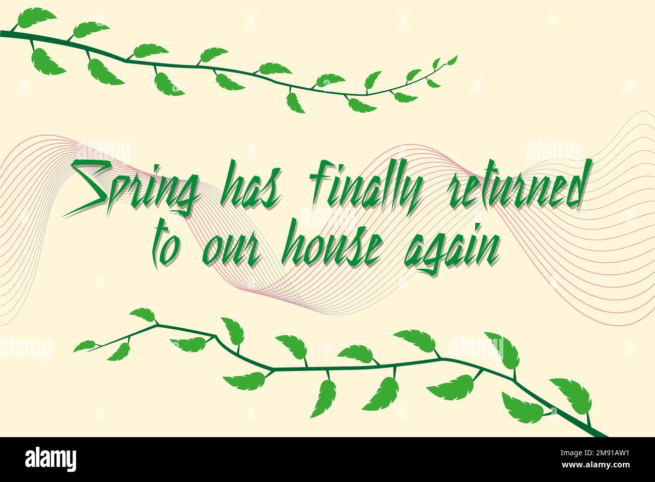 Spring has finally come, twigs with leaves on a light background Stock ...