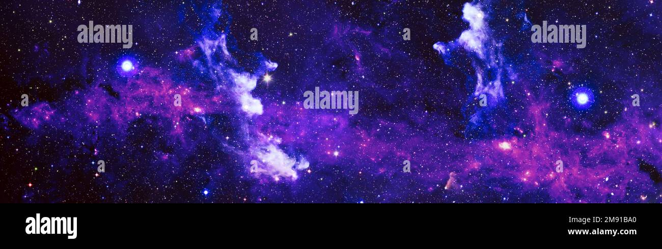 Panorama view universe space. Cosmic landscape, beautiful science ...