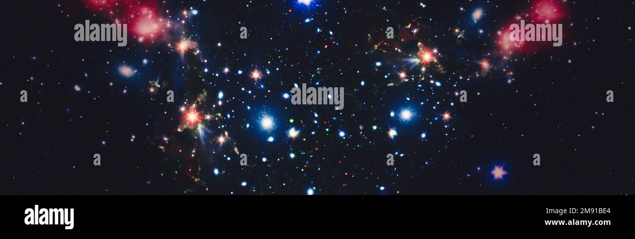 Panorama view universe space. Cosmic landscape, beautiful science ...