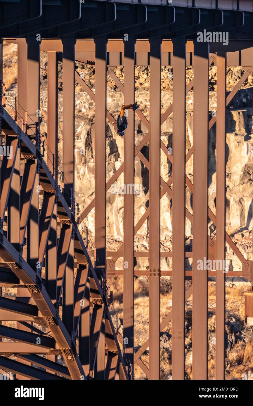Base jumpers practice aerials off the Perrine Bridge in Twin Falls ...