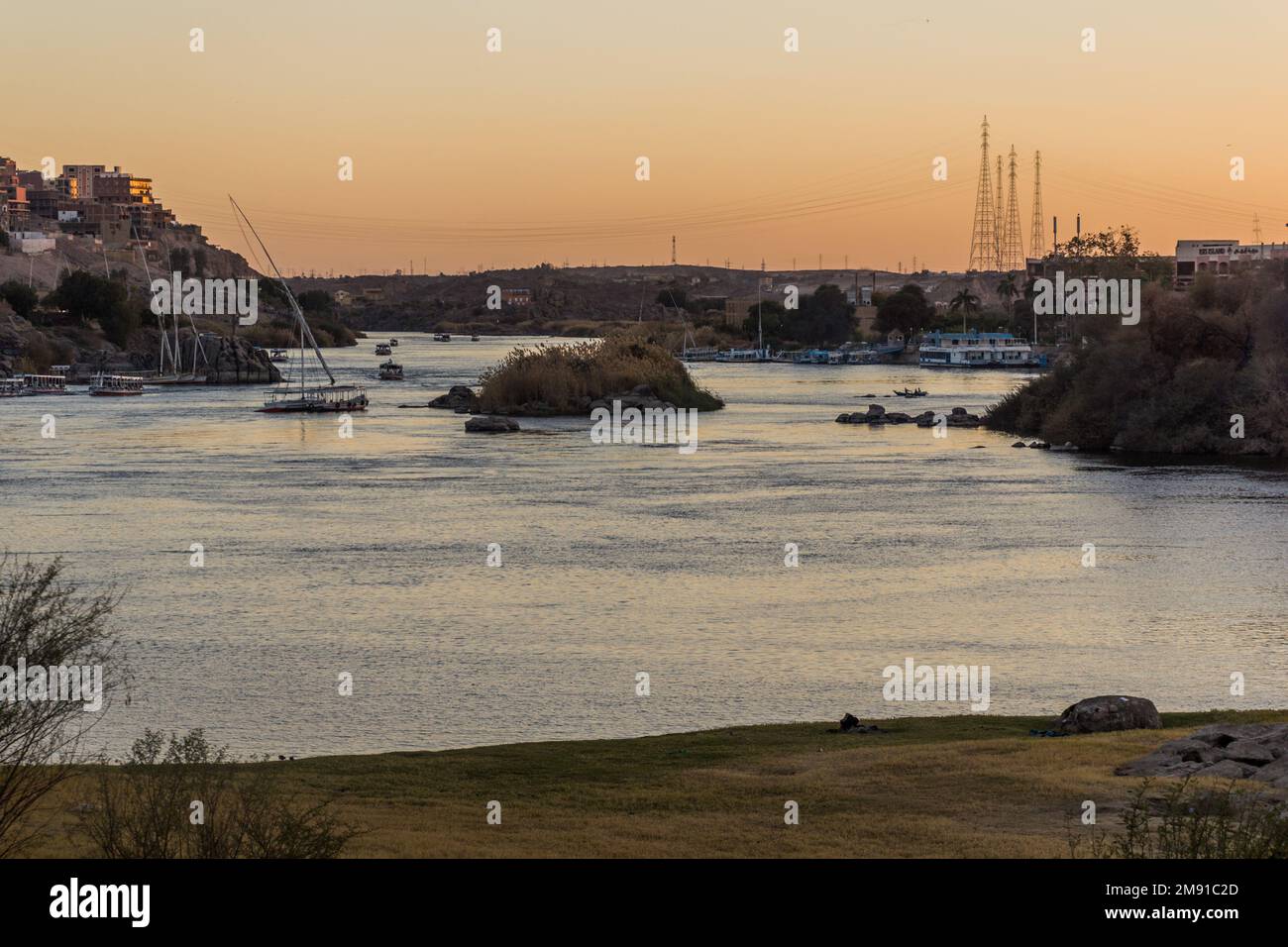 Sunset at the river Nile in Aswan, Egypt Stock Photo - Alamy