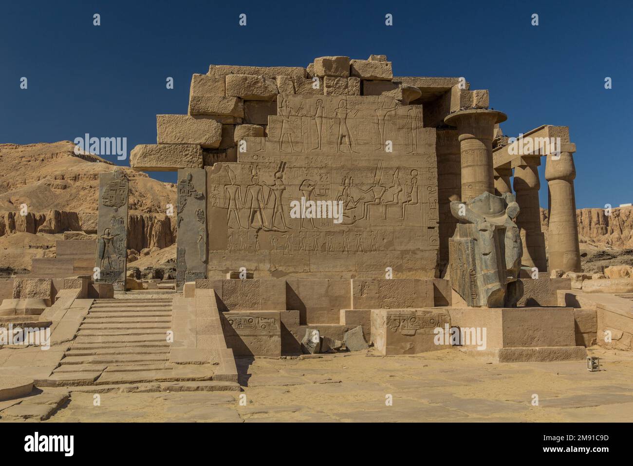 Ruins of Ramesseum (Mortuary temple of Ramesses II) at the Theban ...