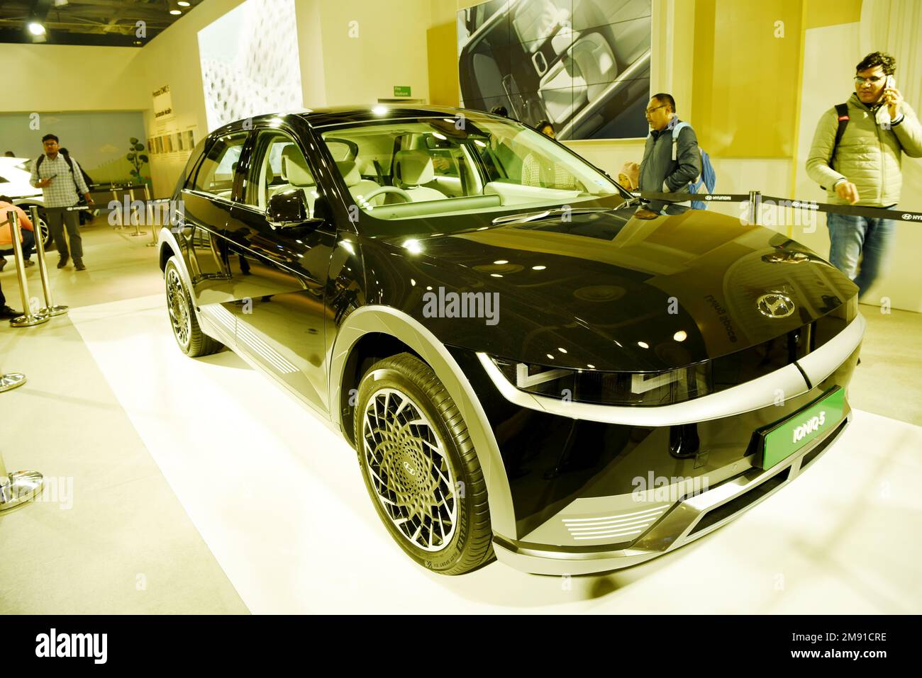 GREATER NOIDA, INDIA - JANUARY 13, 2023: Hyundai Ioniq 5 car is on display at Auto Expo 2023 car ...