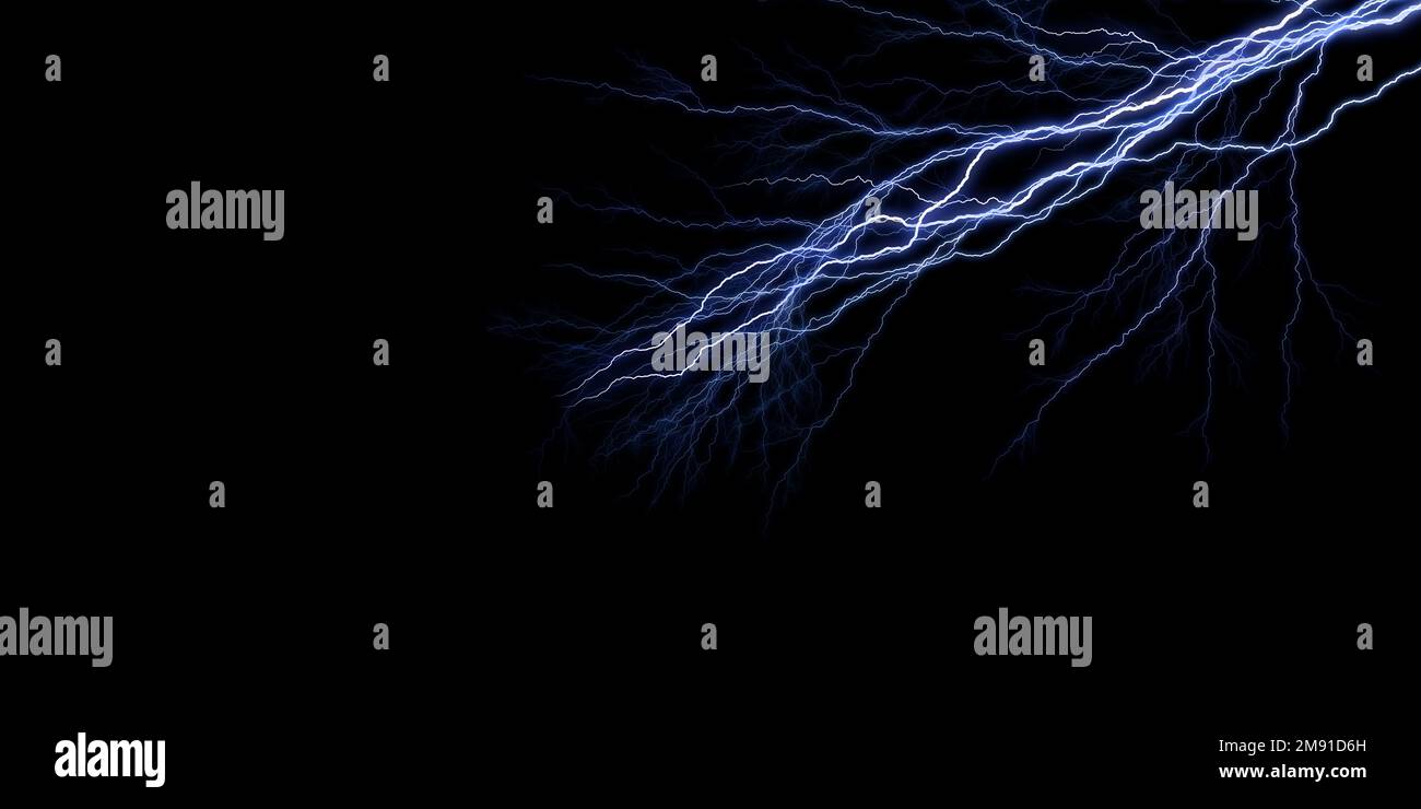 Lightning on the black background Stock Photo - Alamy