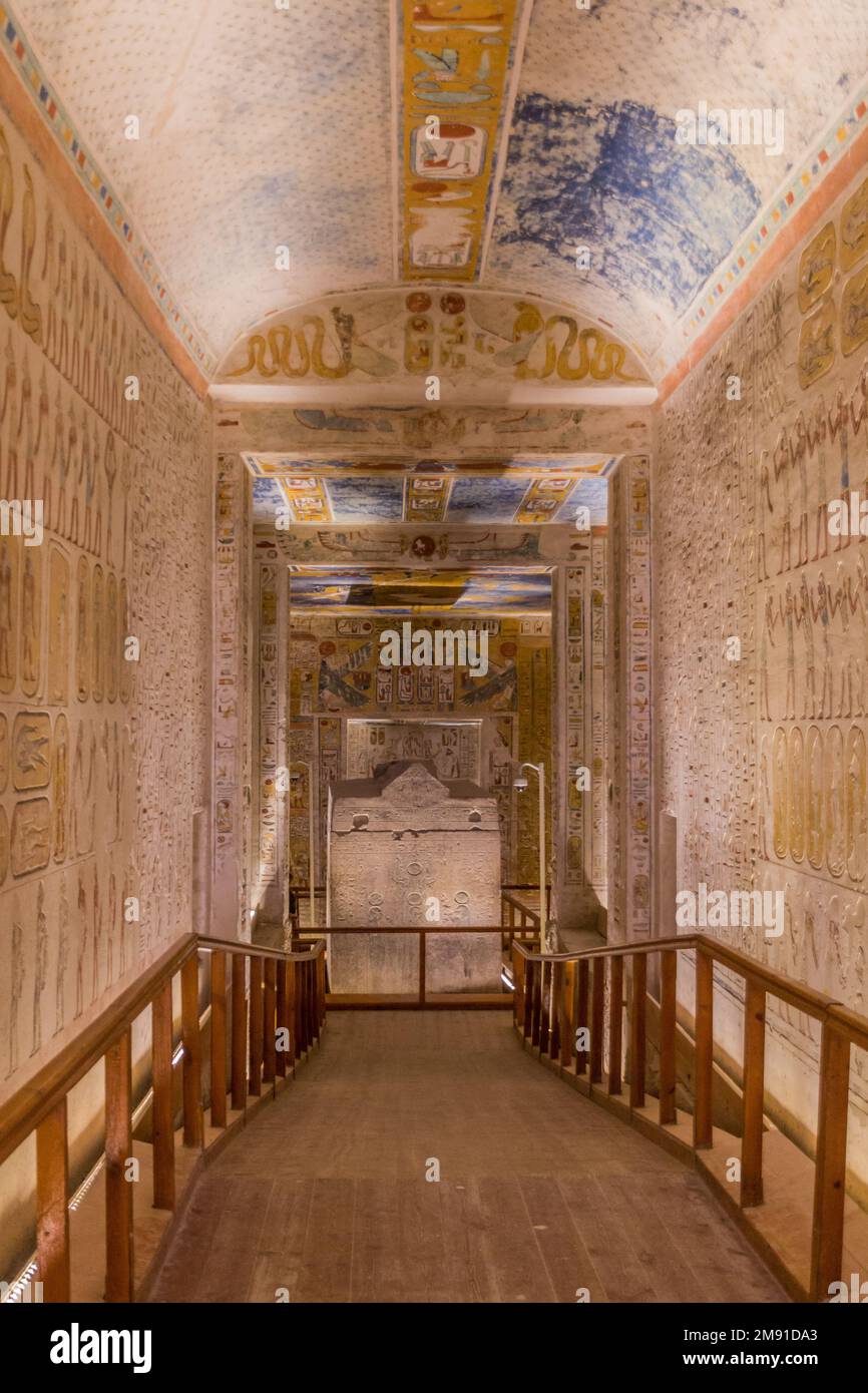 LUXOR, EGYPT - FEB 20, 2019: Ramesses IV tomb in the Valley of the ...