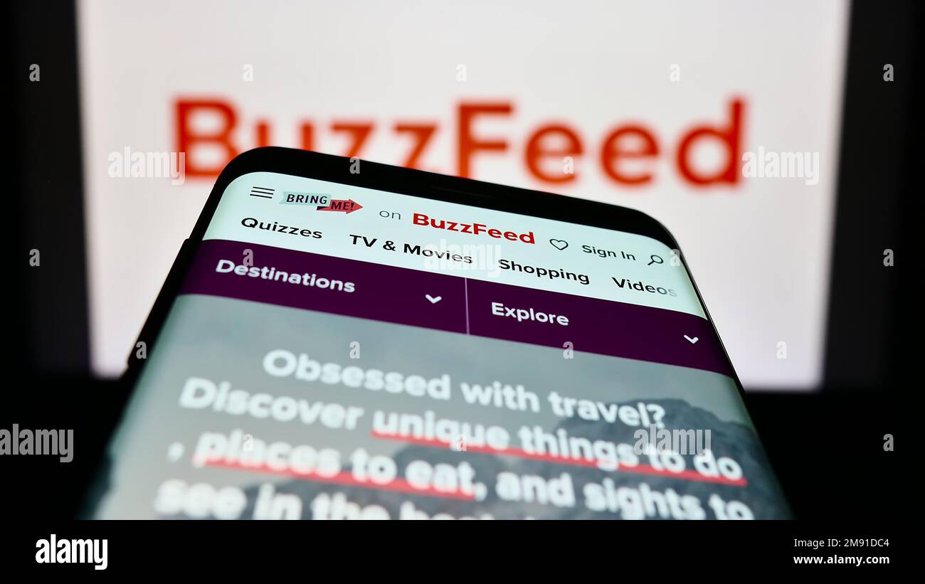 Mobile phone with website of US Internet media company BuzzFeed Inc. on ...