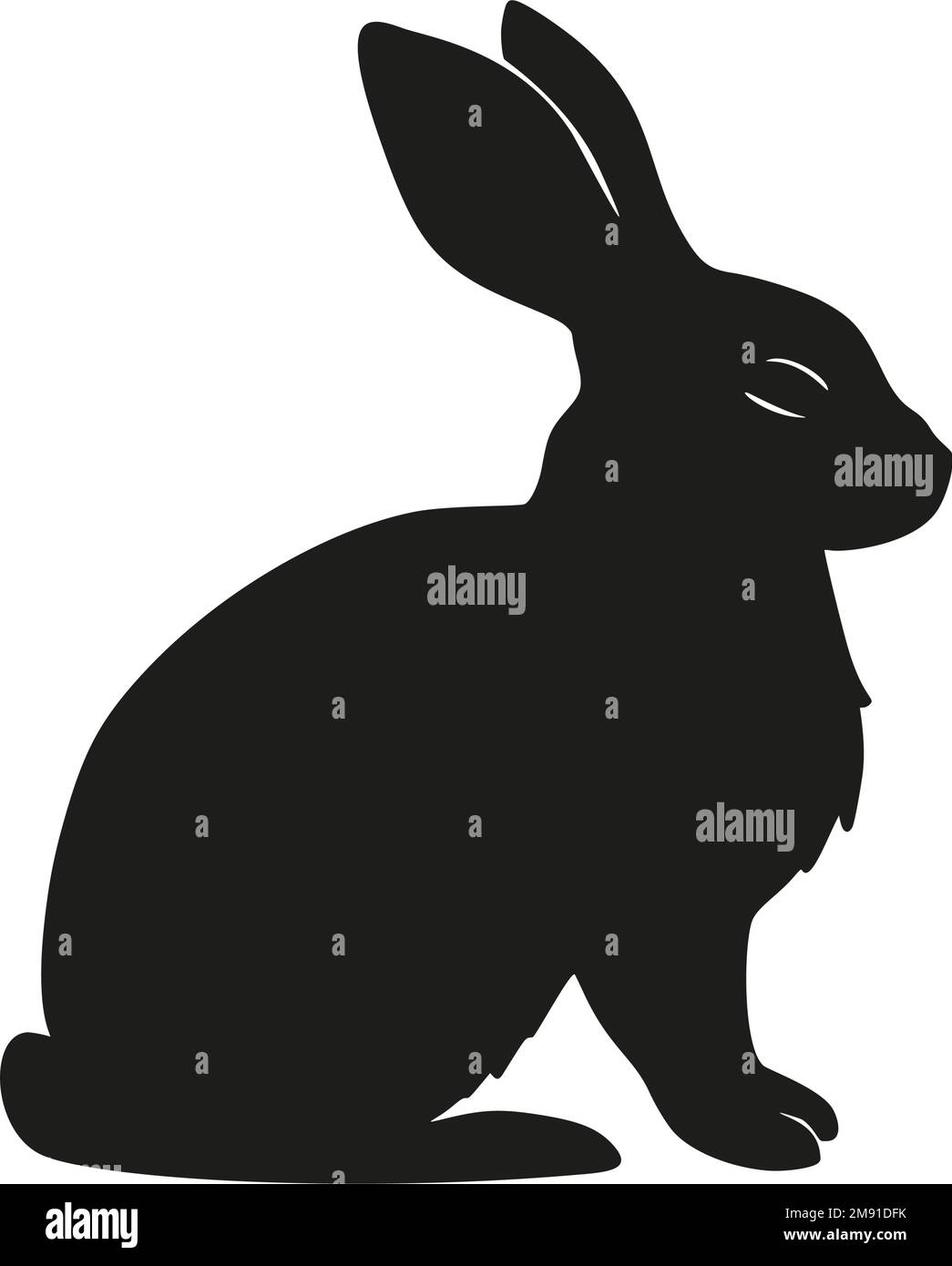 Rabbit bunny sitting silhouette Easter vector animal ear black shape ...