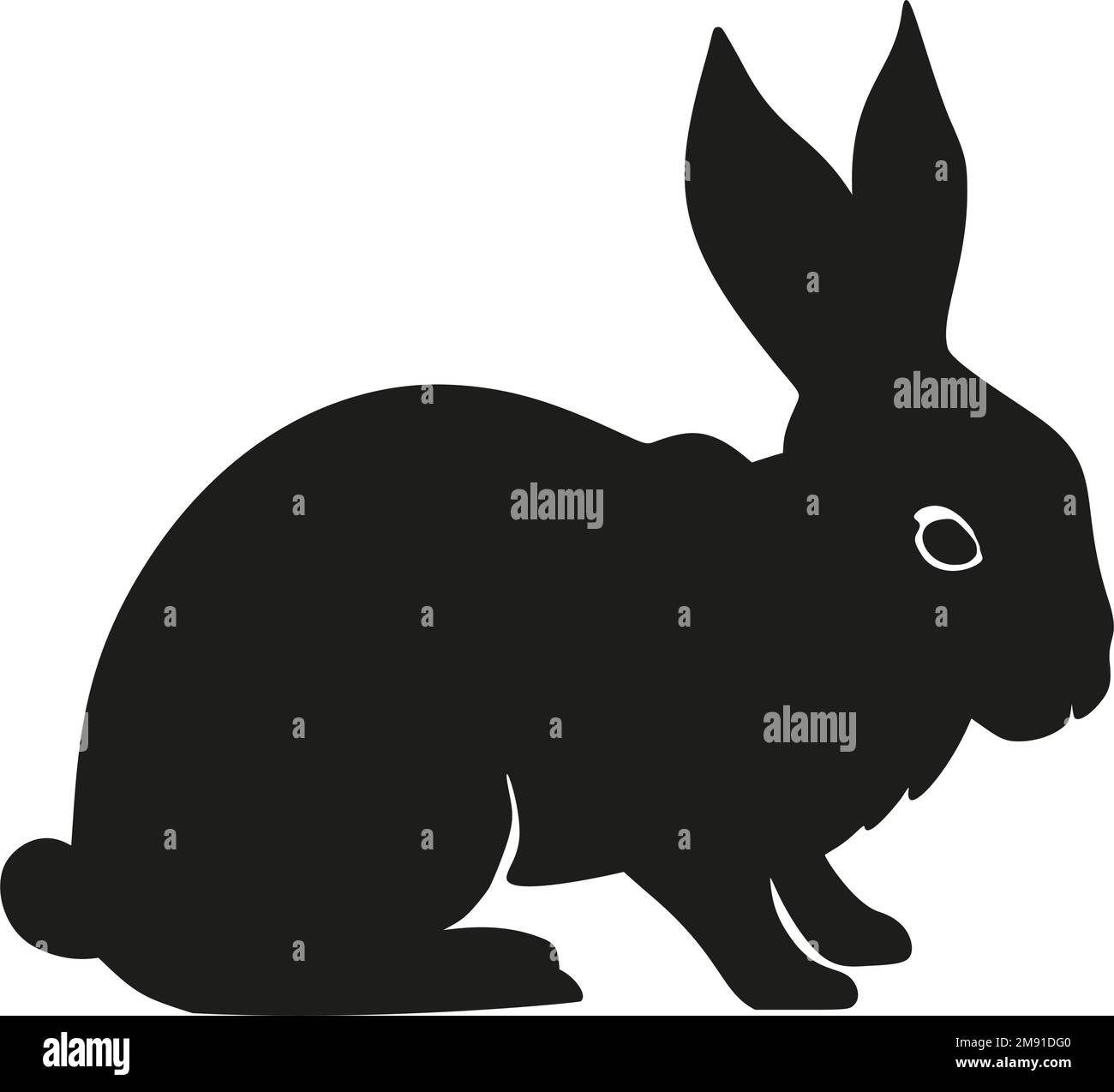 Rabbit bunny sitting silhouette Easter vector animal ear black shape ...