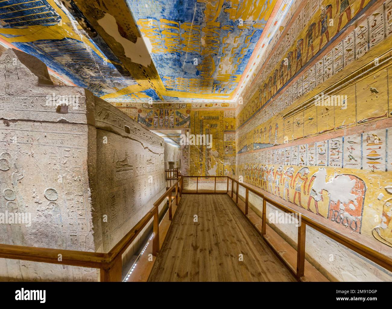 LUXOR, EGYPT - FEB 20, 2019: Burial chamber of Ramesses IV tomb in the ...