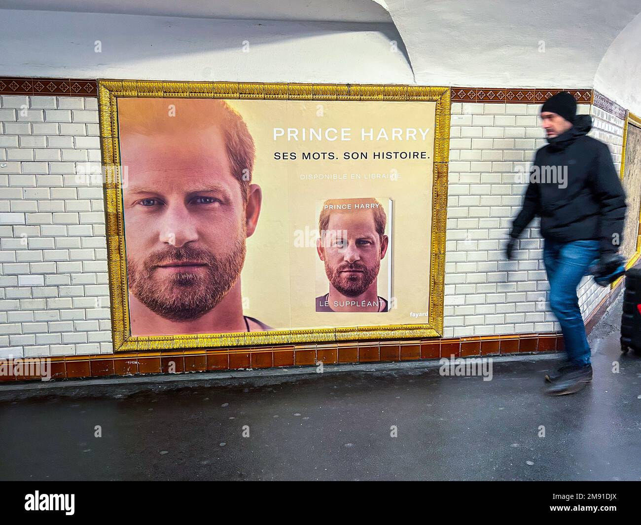Paris, France, Man Walking Past Advertising Poster in Paris Metro ...