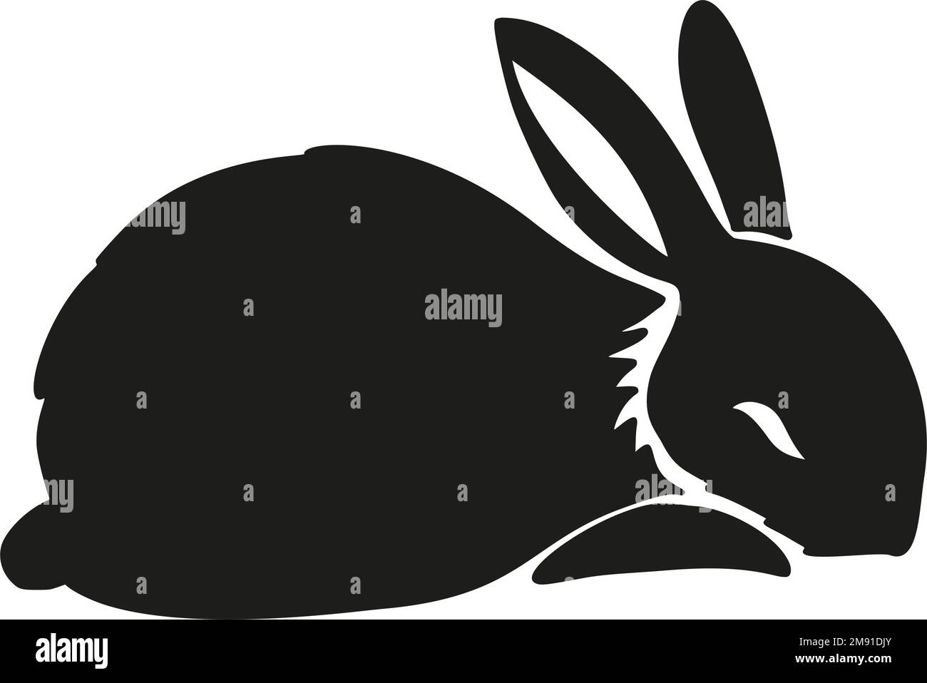 Rabbit bunny sleeping silhouette Easter vector animal ear black shape ...