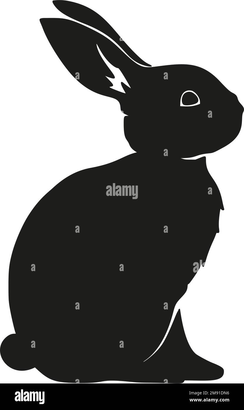 Rabbit bunny sitting silhouette Easter vector animal ear black shape ...