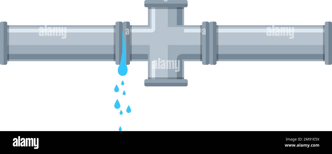 Pipe with water drops. Leaking broken sewer isolated on white ...