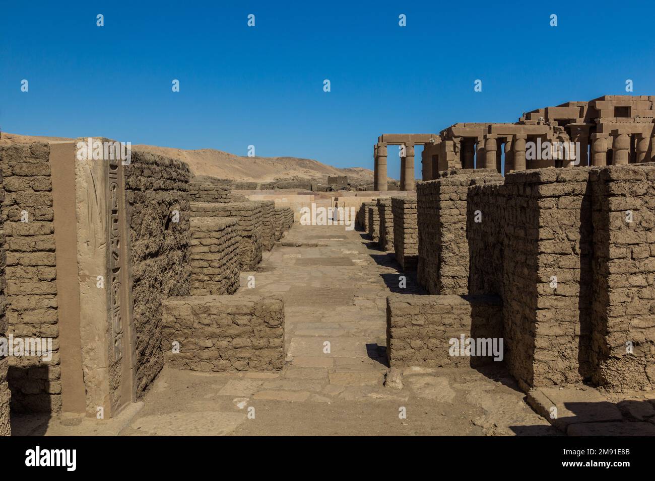 Wall ruins surrounding Ramesseum (Mortuary temple of Ramesses II) at ...