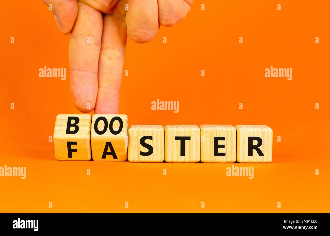Booster and faster symbol. Concept word Booster Faster on wooden cubes ...