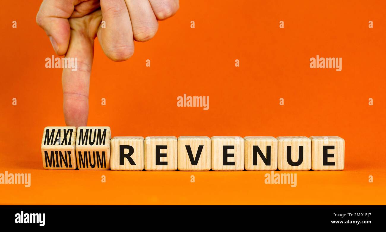 Maximum or minimum revenue symbol. Concept words Maximum revenue and ...