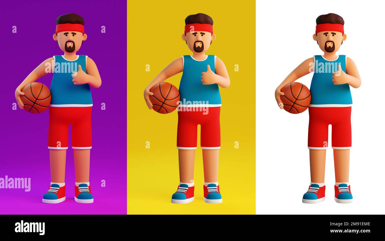 3d Basketball player stands with the ball and shows thumbs up Stock ...