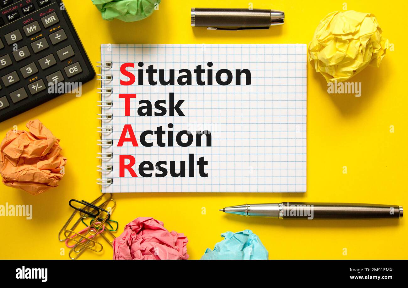STAR situation task action result symbol. Concept words STAR situation ...