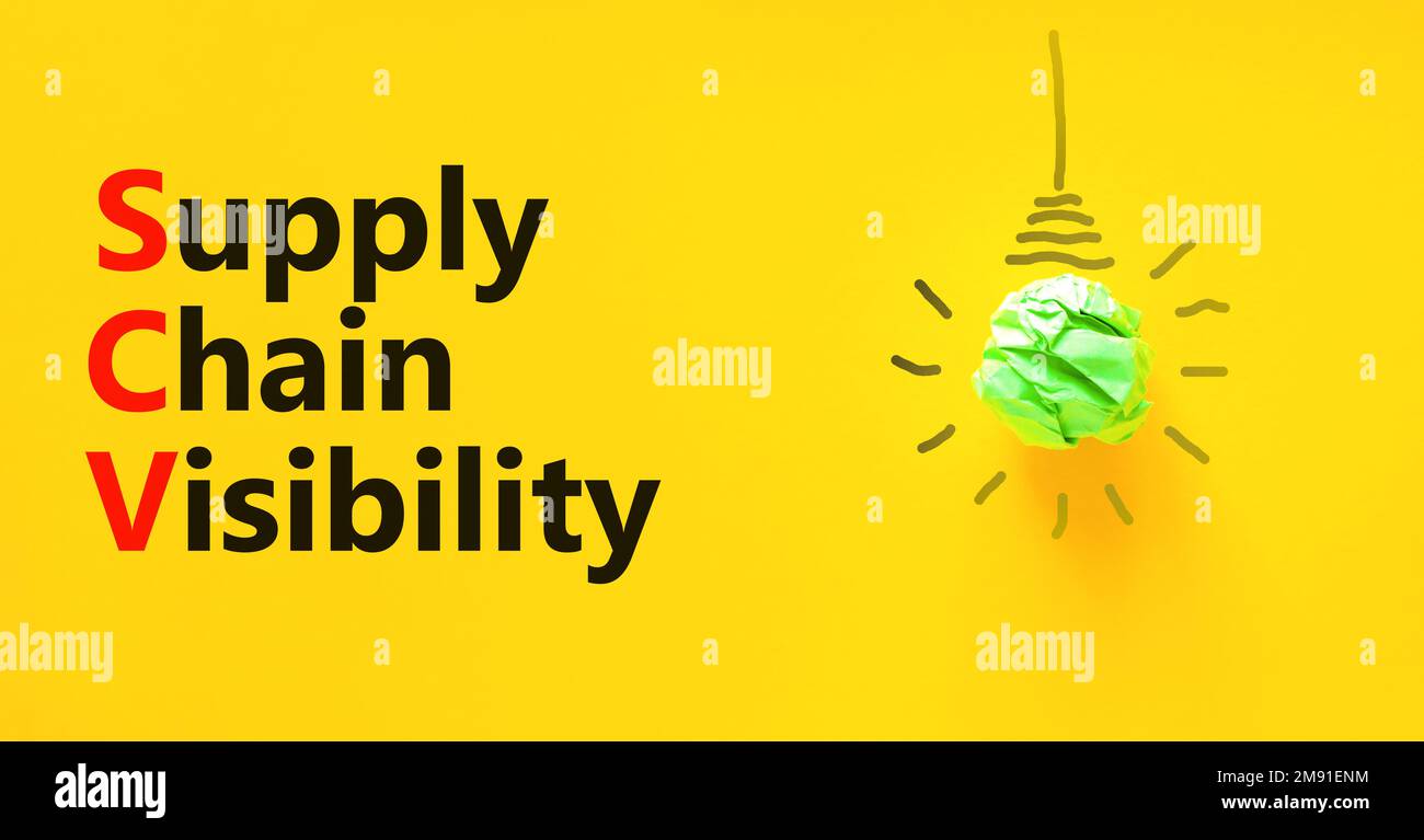 SCV supply chain visibility symbol. Concept words SCV supply chain ...