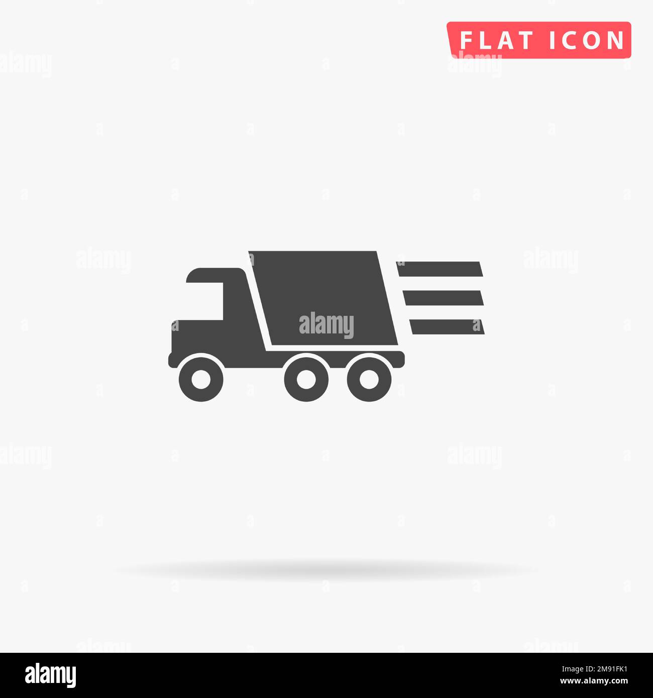 Fast truck flat vector icon. Hand drawn style design illustrations ...