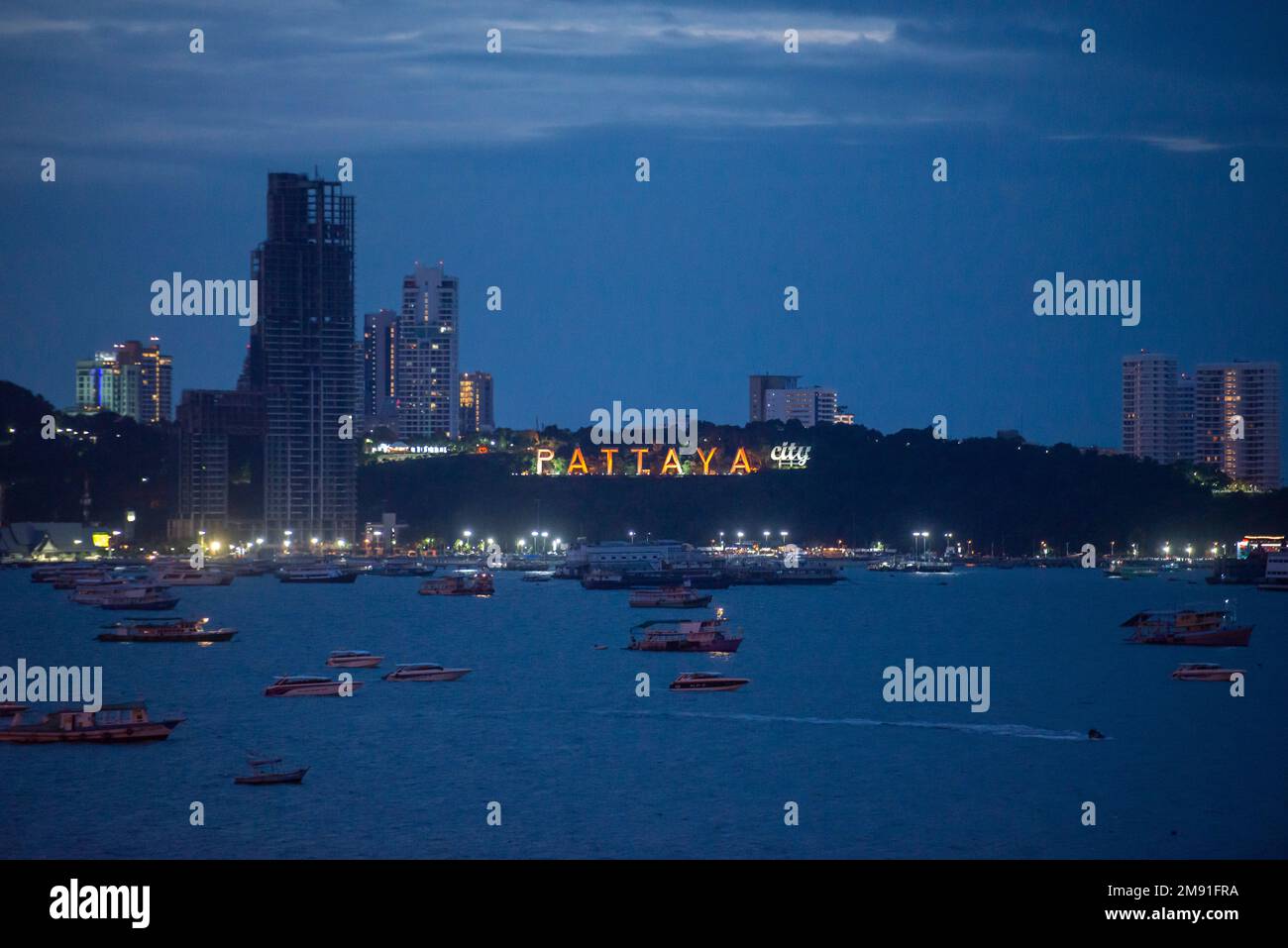the Pattaya Logo at the Pattaya Bay and Beach road in the city of ...