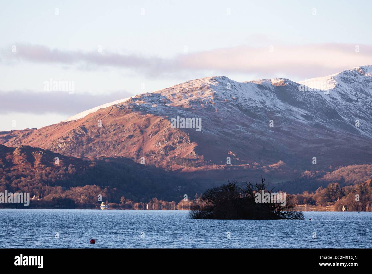 Lake Windermere Cumbria 16th January 2023 .UK Weather Last of the days ...