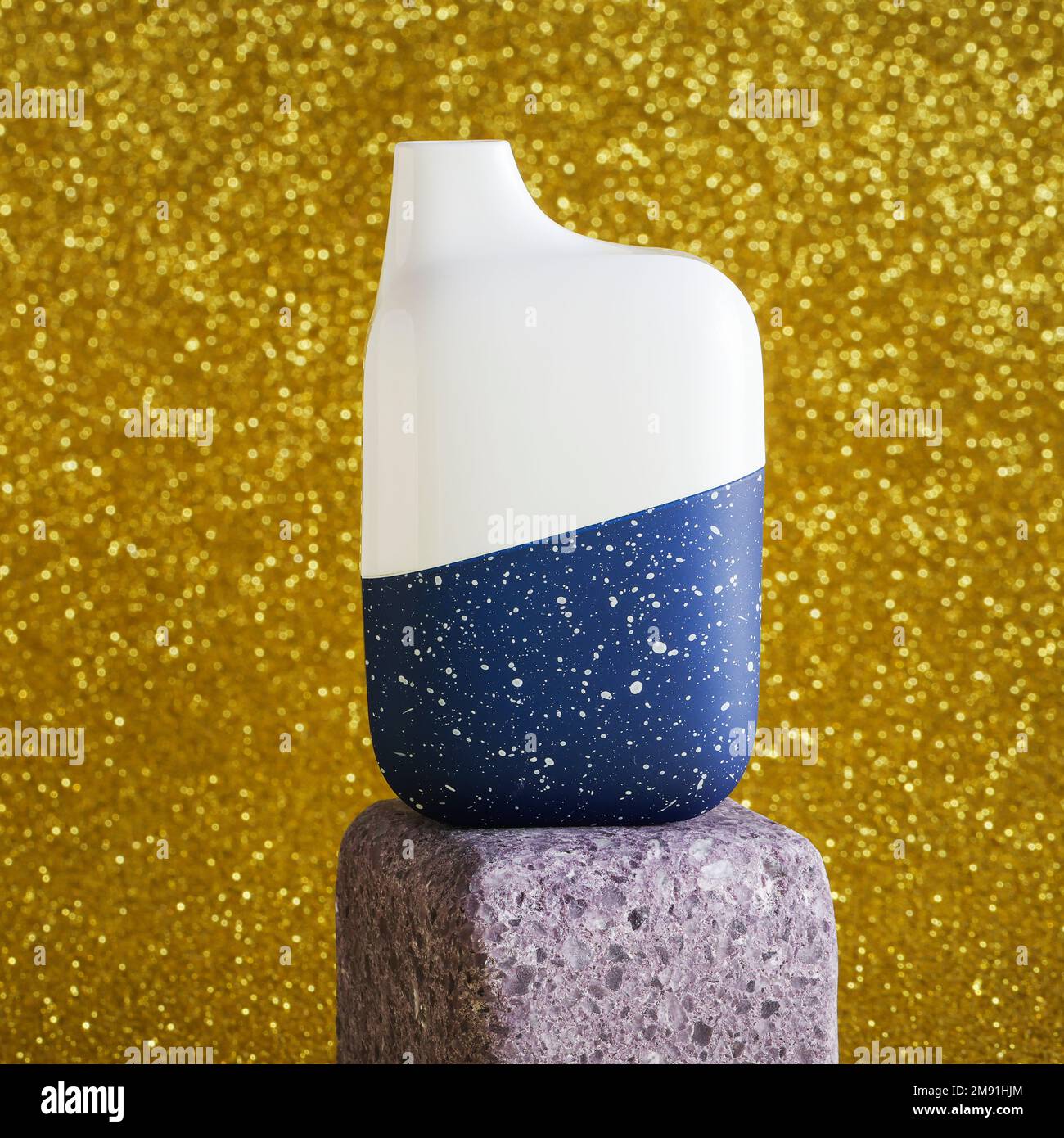 disposable electronic cigarette or vape on yellow background. copy ...