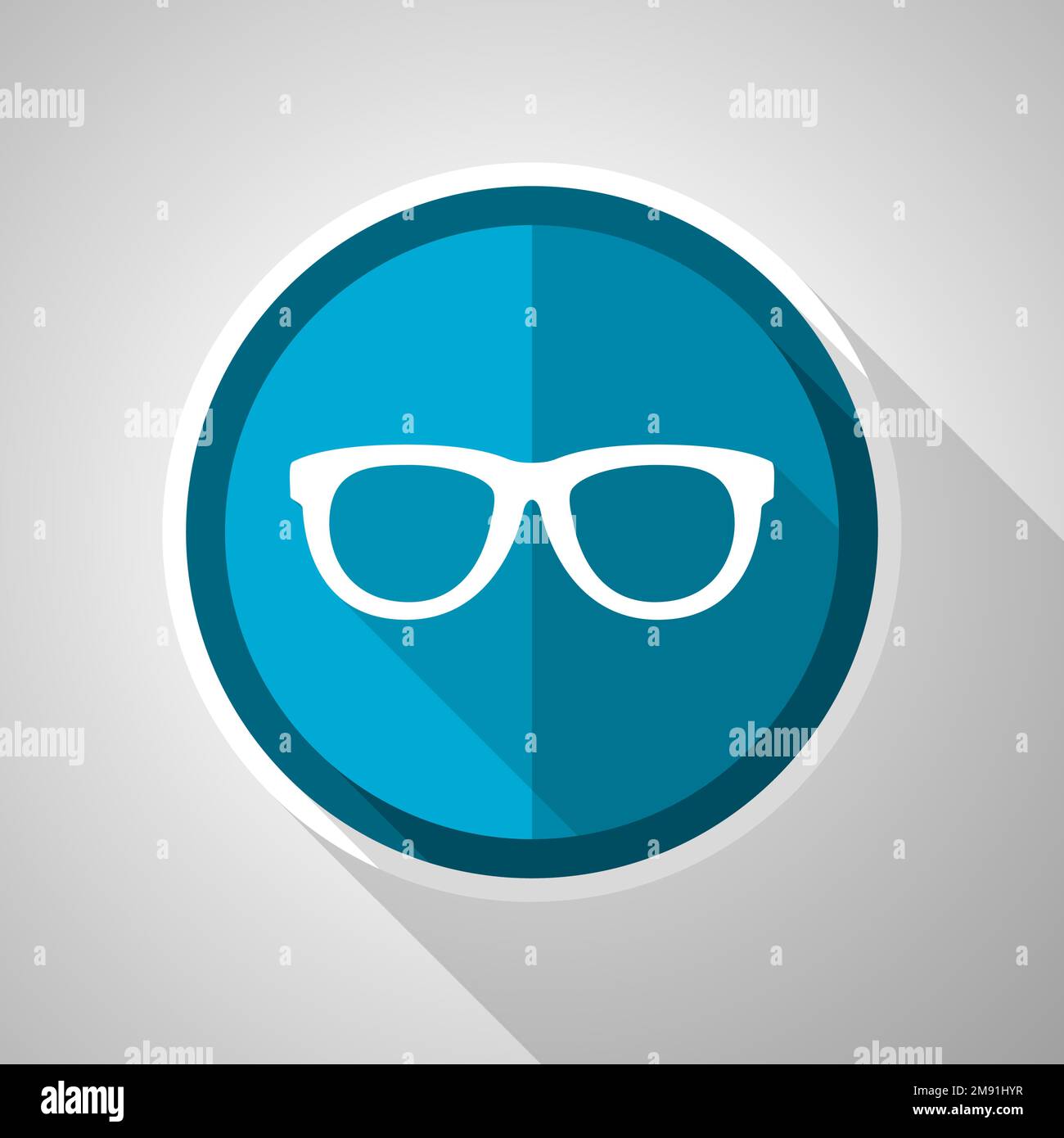Eyeglasses symbol, flat design vector blue icon with long shadow Stock ...