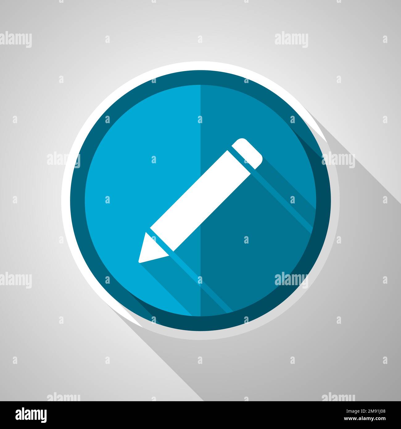 Pencil symbol, flat design vector blue icon with long shadow Stock ...