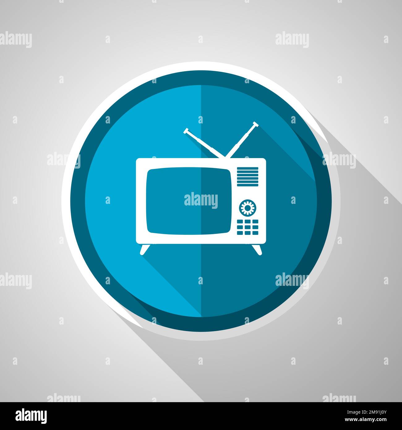 Retro television, tv and video screen symbol, flat design vector blue ...