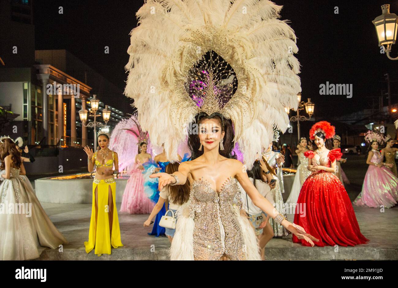 a Model of the Tiffany's Show Pattaya posing after a shop in the city ...