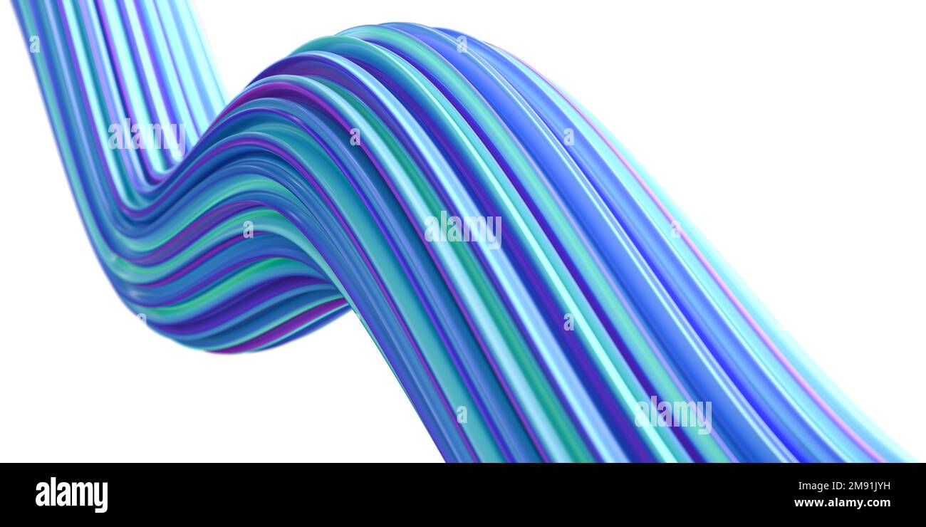 Multi-colored curved shape in blue tones isolated on white. Abstract ...